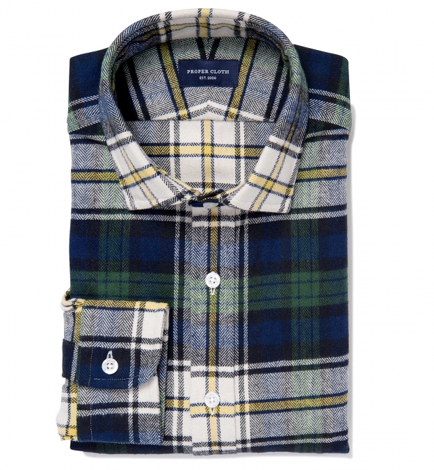 Green and Blue Plaid Country Flannel Custom Dress Shirt by Proper Cloth