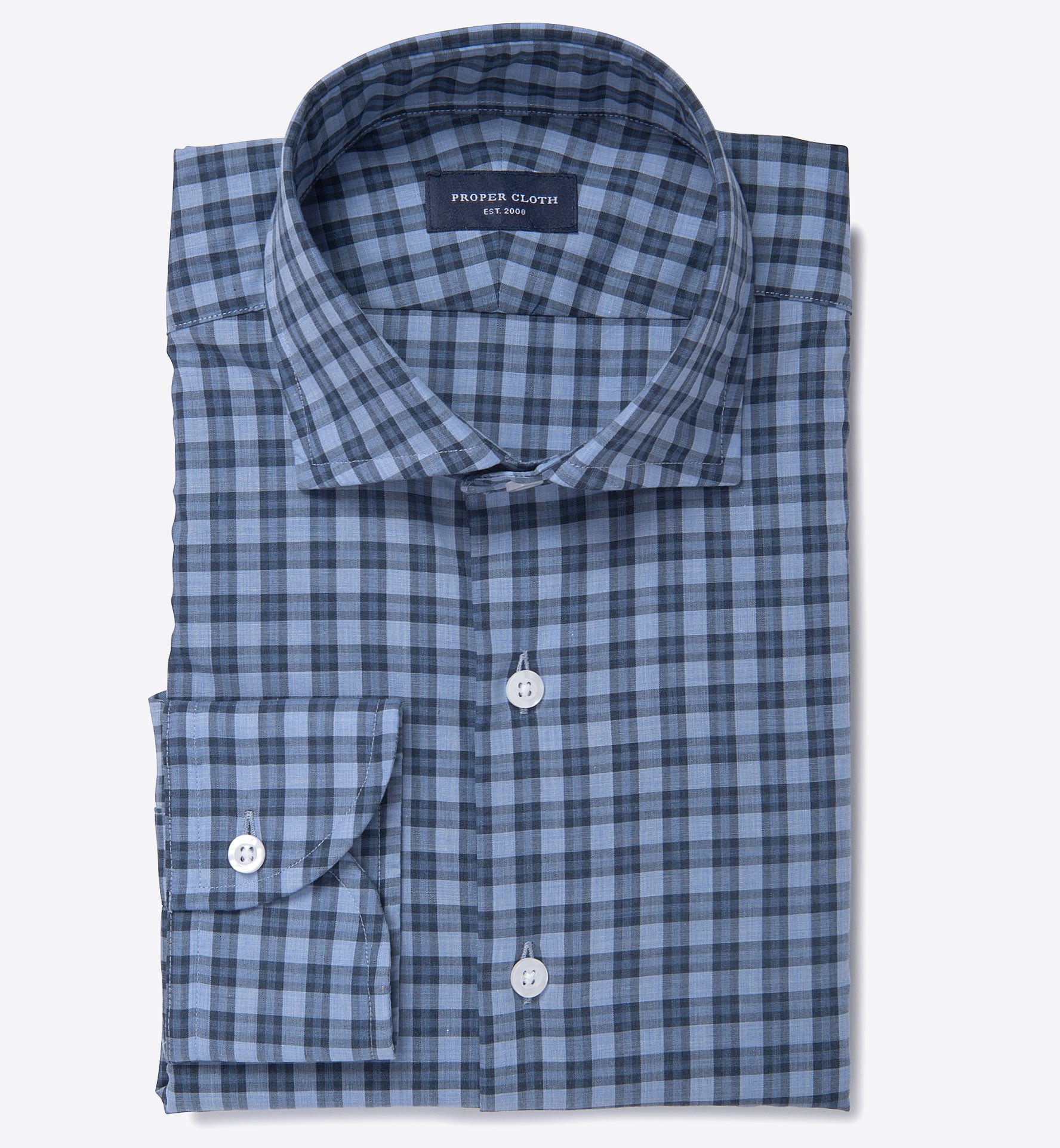 Albiate Light Blue Melange Plaid Fitted Shirt by Proper Cloth